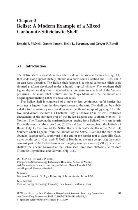 Pdf Belize A Modern Example Of A Mixed Carbonate Siliciclastic Shelf