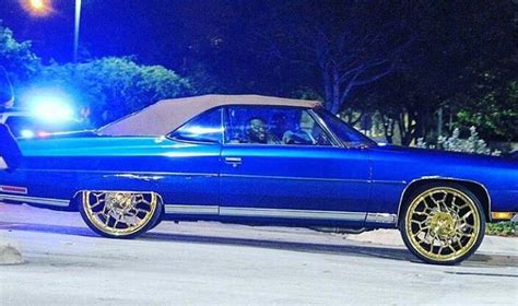 Blue Car With Gold Rims Custom Donk Car