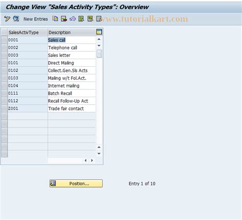 Ovck Sap Tcode C Sd Tab Tvkk Activity Types Transaction Code