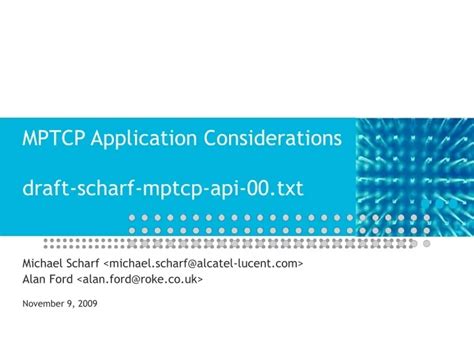 Ppt Mptcp Application Considerations Draft Scharf Mptcp Api 00txt Powerpoint Presentation