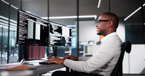 Web Developer Coding On Computer Stock Image Image Of Desktop