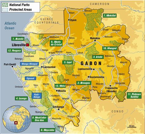 Gabon National Parks National Parks Map