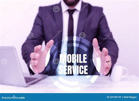 Hand Writing Sign Mobile Service Business Overview Radio Communication Utility Between Mobile