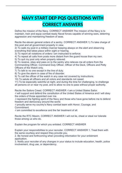 Navy Start Dep Pqs Questions With Correct Answers Navy Start Stuvia Us