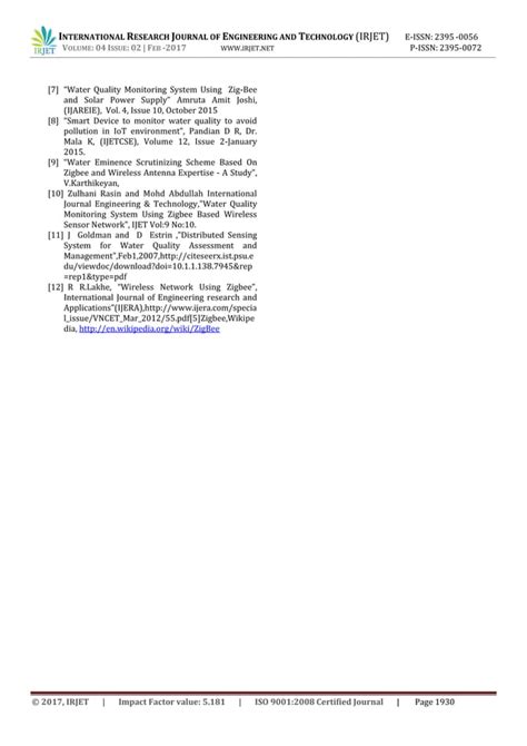 Water Quality Measuring System Using Wireless Sensor Network Pdf