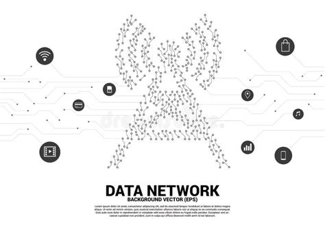 Vector Antenna Tower Icon Dot Connect Line Circuit Board Style Mobile Data Icon Stock Vector