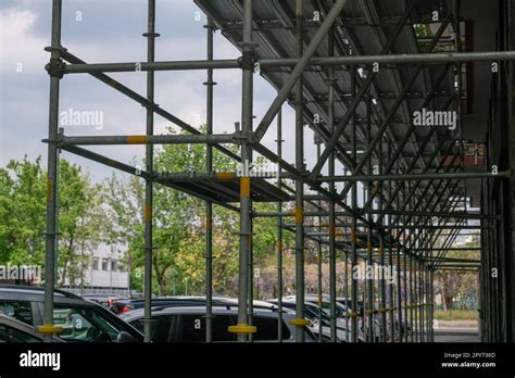 Scaffolding And Construction Site In A Building With Prefabricated Scaffolding And Construction Site In A Building With Prefabricated