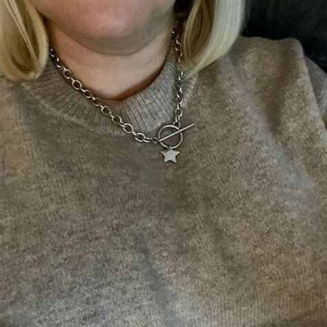 Silver Toggle Bar Chunky Choker Necklace Chunky T Bar Chain Link