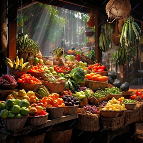 Premium Photo Dewkissed Goodness A Refreshing Display Of Fruits And Vegetables