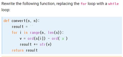 solved rewrite the following function replacing the for
