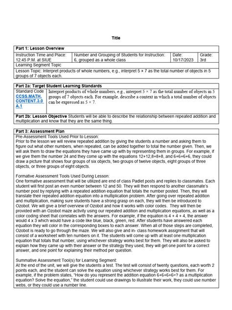 Virtual Lab Lesson Plan Pdf Learning Numbers