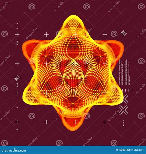 Crystal Object With Lines And Dots Molecular Grid 3d Technology Style With Particle Vector