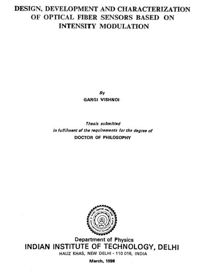 Design Development And Characterization Of Optical Fiber Sensors Based On Intensity Modulation