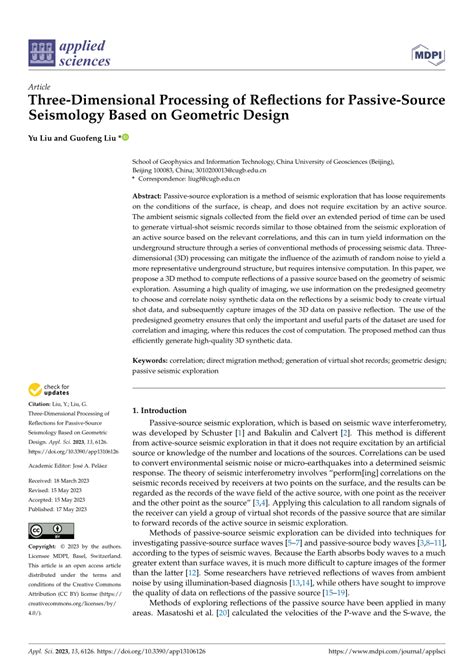 Pdf Three Dimensional Processing Of Reflections For Passive Source Seismology Based On