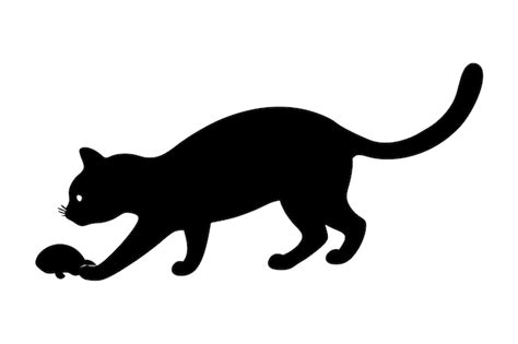 Premium Vector Pounces On A Toy Mouse Icon Black Silhouette Vector