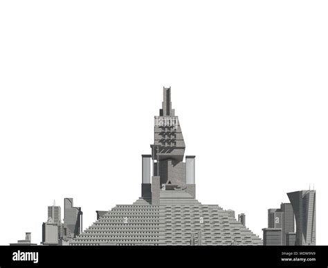 3D Illustration Of Futuristic Buildings Isolated On White Background