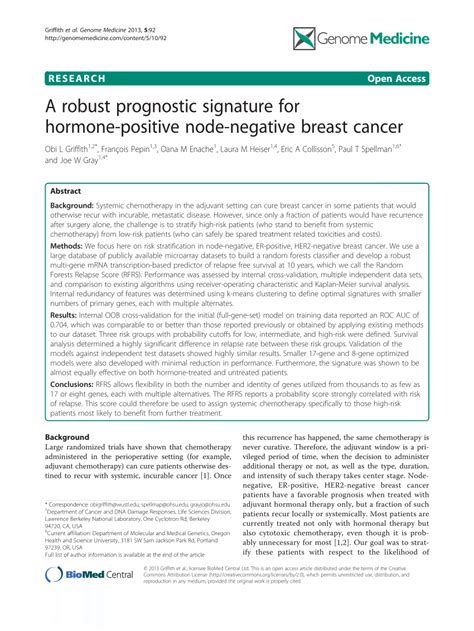 pdf a robust prognostic signature for hormone positive node negative