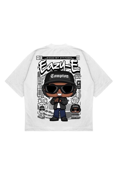 Pure Effect Eazy E Sirt Baskili Oversize Unisex 100 Pamuklu Nefes Alan