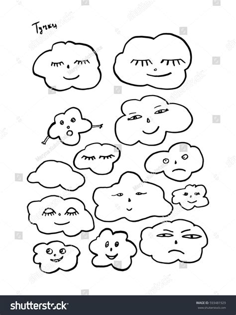Cartoon Set Clouds Vector Title Russian Stock Vector Royalty Free 593481929 Shutterstock