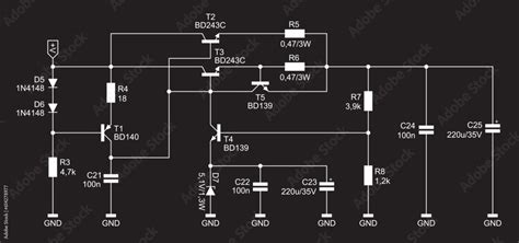 Engineer Scheme Of Electronic Device Vector Drawing Electrical Circuit