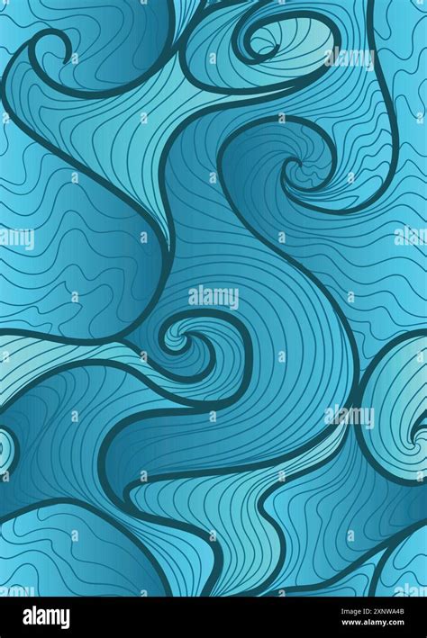 Blue Sea Waves Pattern Creative Abstract Pattern In While Out Line Abstract Repeatable Seamless