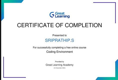 Certificateofcompletion Learningneverstops Greatlearning Coding Programming Certificate