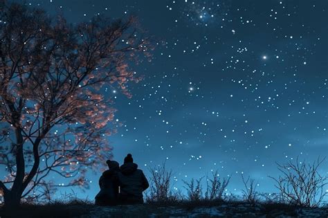 Premium Photo Couple Stargazing In A Clear Night Sky