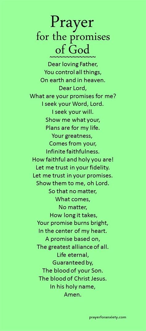 Prayer For The Promises Of God Prayer For Anxiety