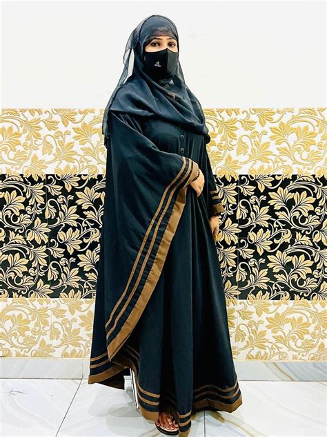 Kafta Style Women Black Border Nida Burkha Casual Wear Size Free