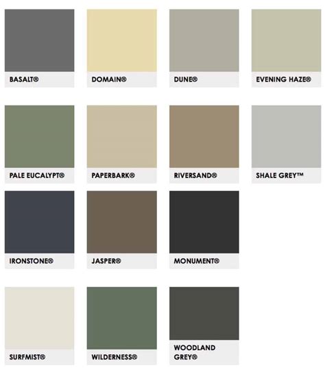 Stratco Fencing Colour Chart