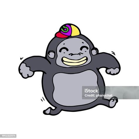 Cartoon Gorilla Comic Monkey Doodle Vector Illustration Isolated On