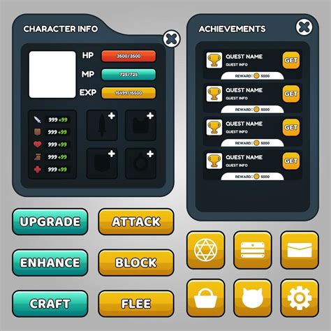 kit d interface graphique de modèle de jeu vectoriel interface