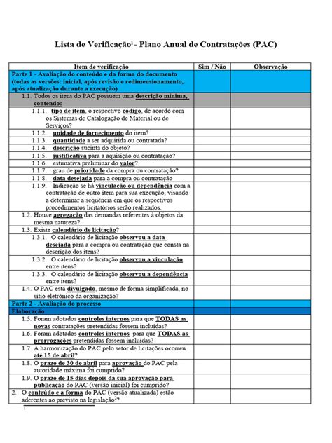 Checklist Pac Completo Pdf