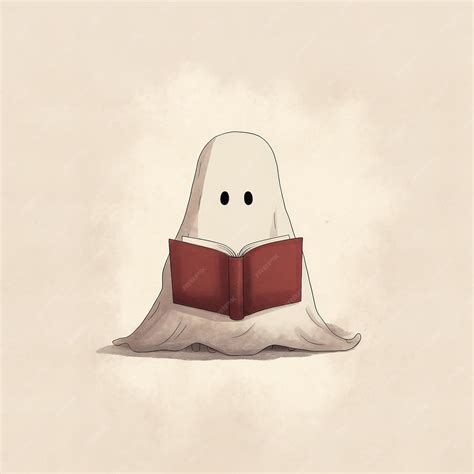 Premium Ai Image Cute Ghost Reading A Book Illustration
