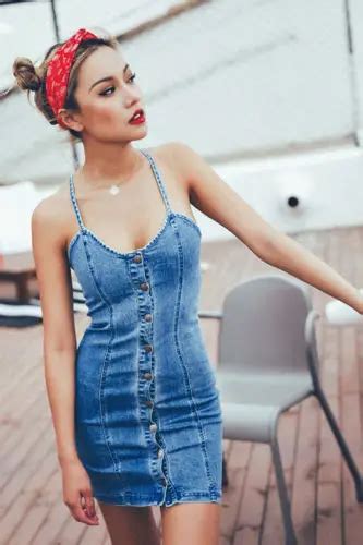 2018 New Sexy Women Blue Denim Dress Slim Jeans Dresses Vintage Bodycon
