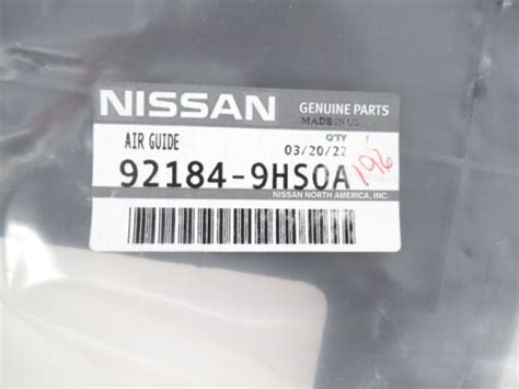 Genuine Oem Nissan 92184 9hs0a Passenger Rh Front Air Deflector 2015