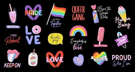 다채로운 Lgbtq 프라이드 프린트 아름답고 귀여운 평등 기호와 타이포그래피 벡터 손으로 그린 그림과 레터링 Lgbt 프라이드의 달에 대한 스톡 벡터 아트 및 기타 이미지