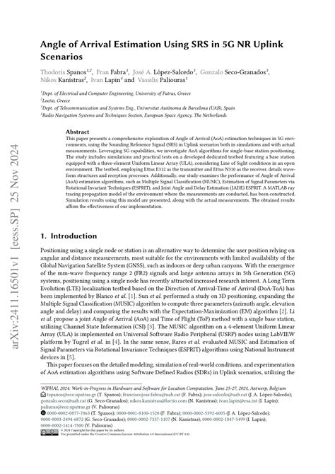 Pdf Angle Of Arrival Estimation Using Srs In 5g Nr Uplink Scenarios