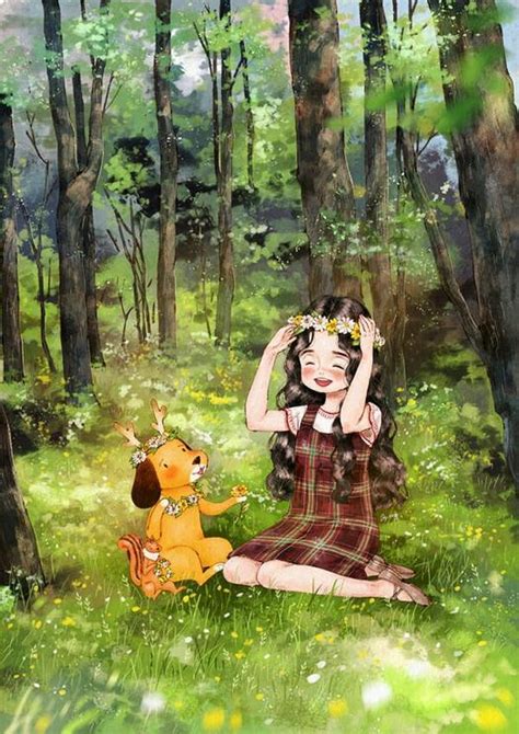 插畫森林女孩日記叢林篇在蔥蘢的綠林中慵懶地躺在草地 每日頭條