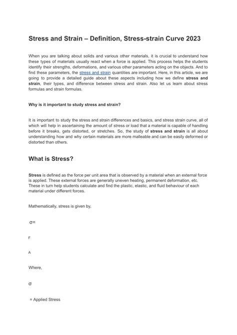 Ppt Stress And Strain Definition Stress Strain Curve 2023
