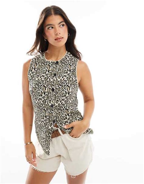 Asos Design Veston Asymétrique En Maille à Imprimé Léopard Asos