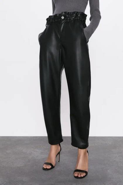 Штани зі штучної шкіри Zara 8372 225 Чорні 38 від продавця Юта в інтернет магазині Rozetka