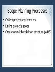 Scope Planning Process Pptx Scope Planning Processes Collect Project Requirements Define
