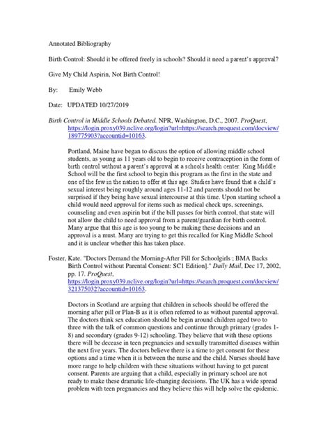 Annotated Bibliography Eng 112 401 Pdf Birth Control Sex Education