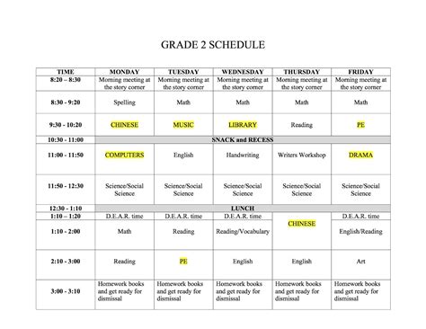 Mr Anderson 2nd Grade His 2012 2013 Class Schedule
