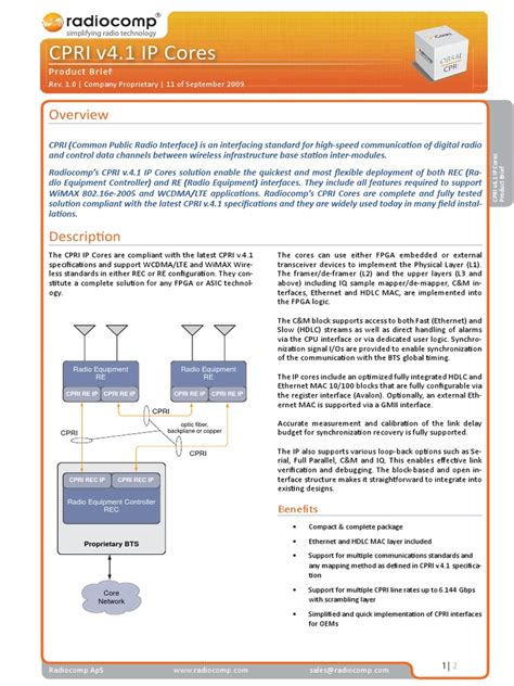 Cpri V41 Ip Cores Product Brief Product Brief Product Brief Pdf