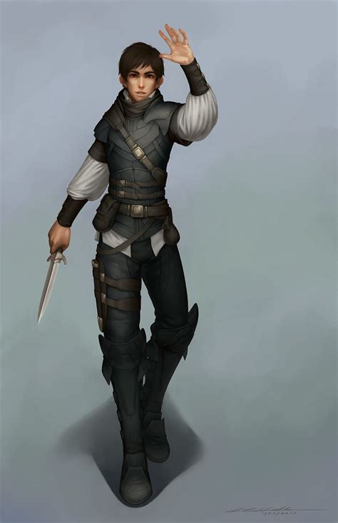M Rogue Thief Noble Leather Armor Dagger Character Portraits Leather Armor Thief Character
