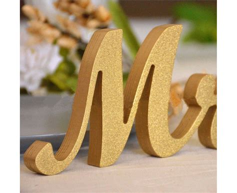 Gold Glitter Senover Mr And Mrs Sign Wedding Sweetheart Table