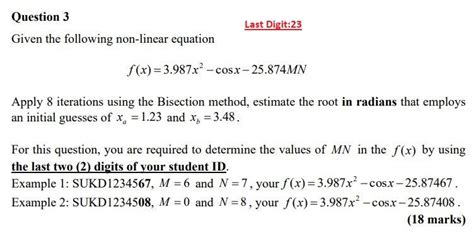 solved given the following non linear equation