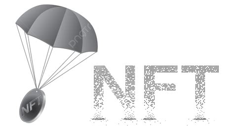 Fragmented Text Nft Non Fungible Token And Parachute With Nft Coin In Gray Colors Isolated On